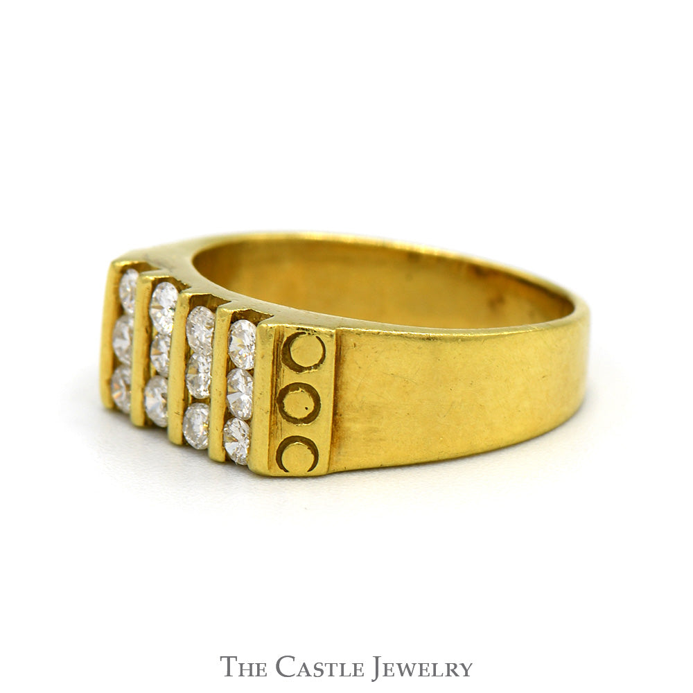 Vertically Set 4 Row Diamond Cluster Ring in 18k Yellow Gold – The ...