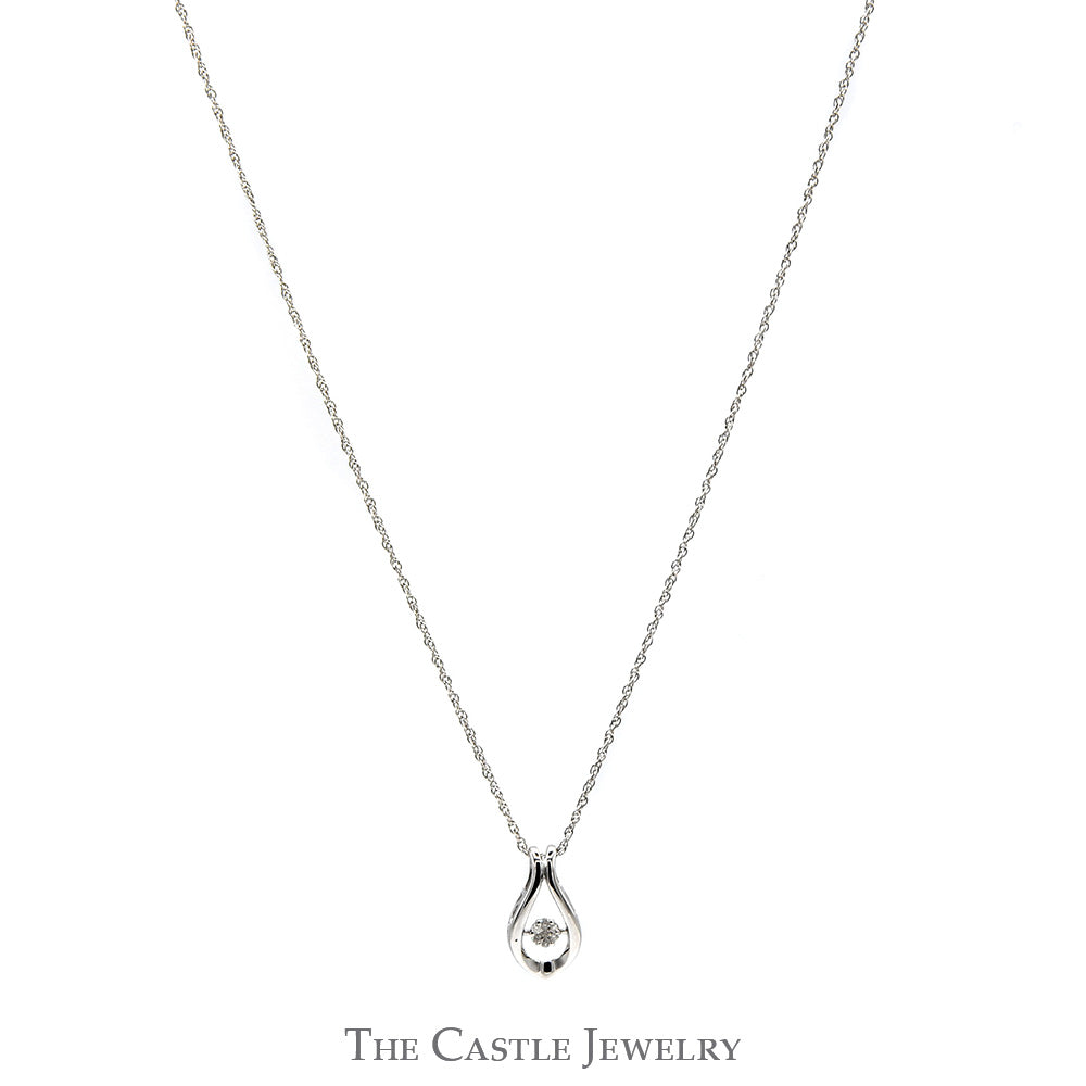 Round Diamond Cluster Pendant with Tear Drop Design in Sterling Silver ...