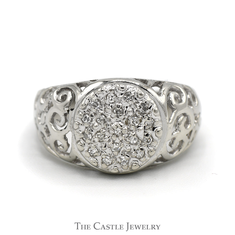 Kentucky Diamond Cluster Ring with Filigree Sides in 10k White Gold ...