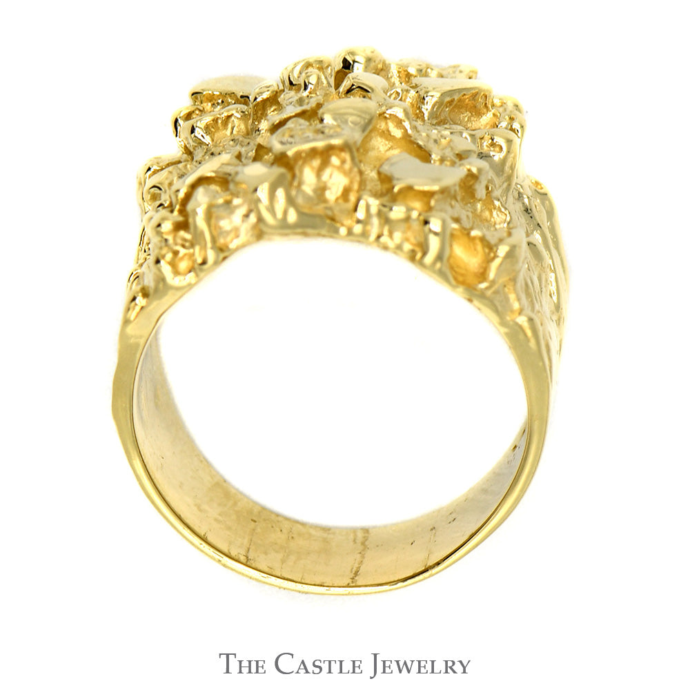 Men's Wide Nugget Textured Ring in Solid 14k Yellow Gold - Size 8.5 ...