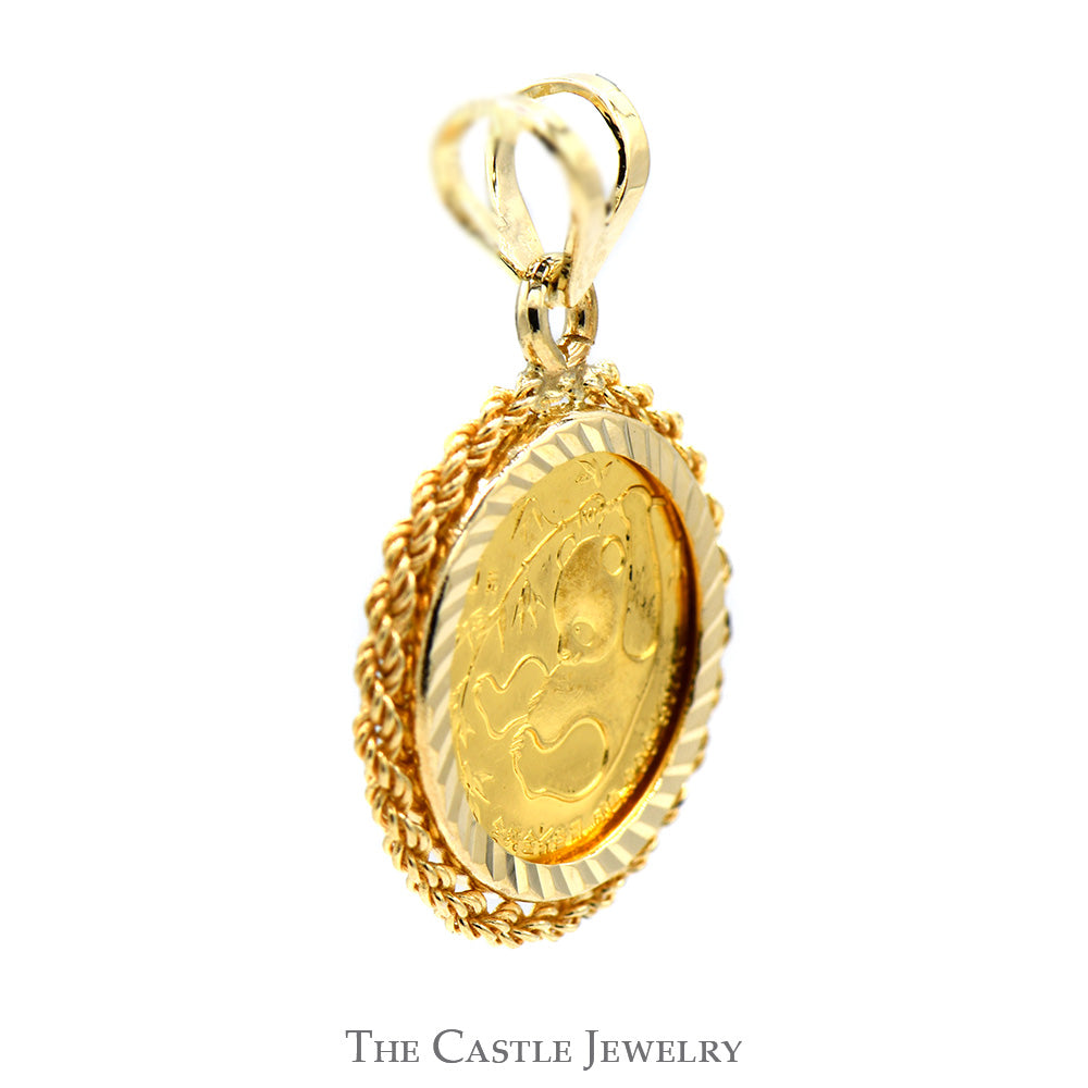24k 1985 Panda Coin Pendant in 14k Yellow Gold Rope Bezel – The Castle ...