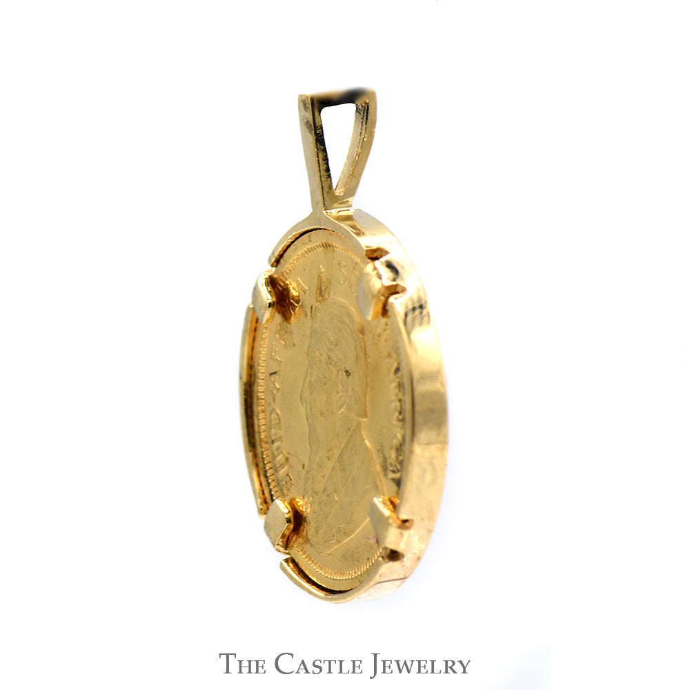 24k 1984 Krugerand Coin Pendant in 14k Yellow Gold Bezel & Bail – The ...