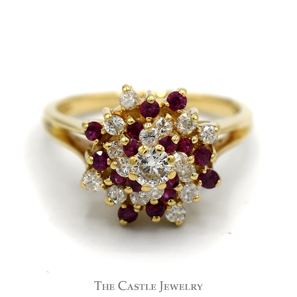 .50cttw Diamond and Ruby Swirl Ring in 14k Gold – The Castle Jewelry
