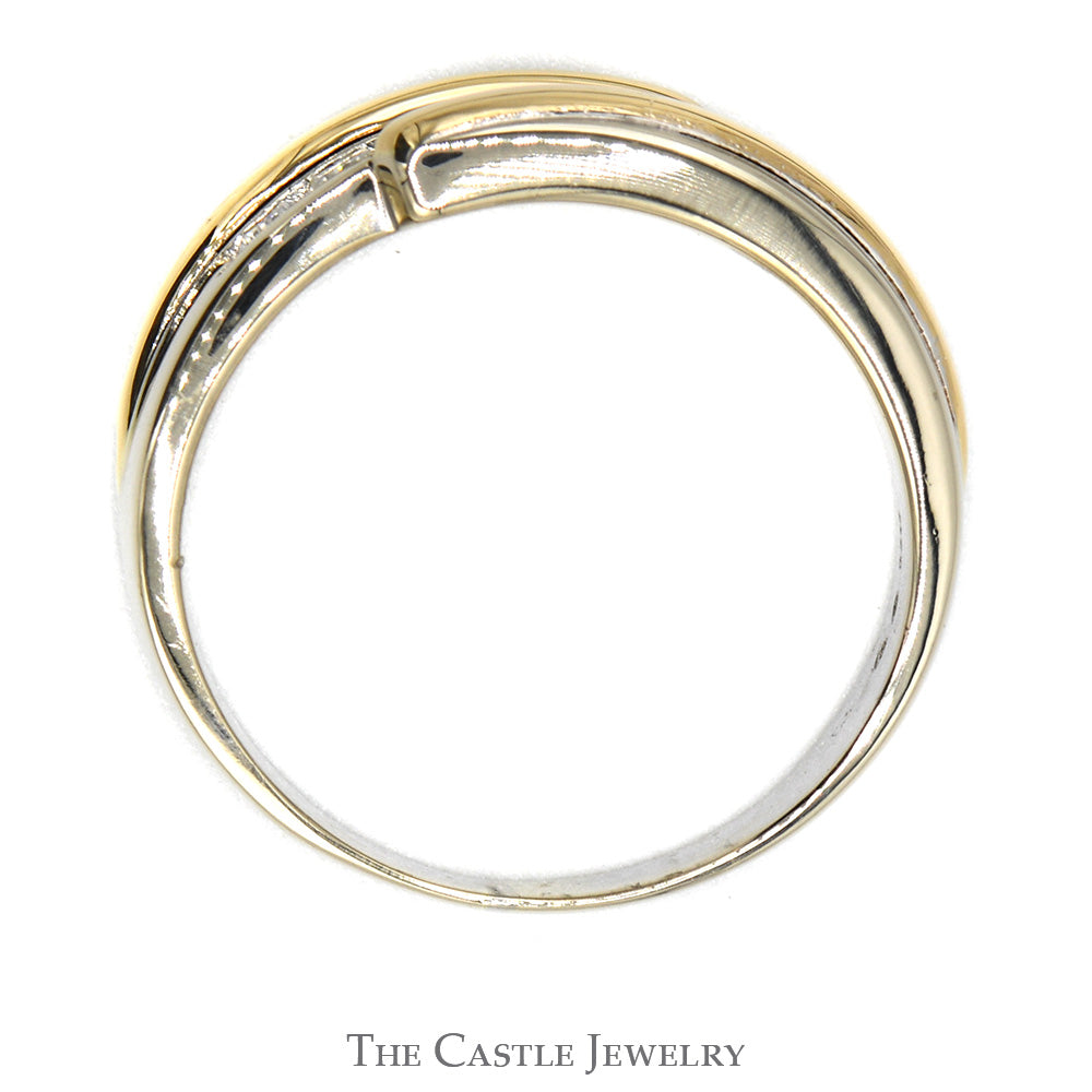 1/2cttw Channel Set 7 Diamond Men's Diagonal Bypass Wedding Band in 14 ...