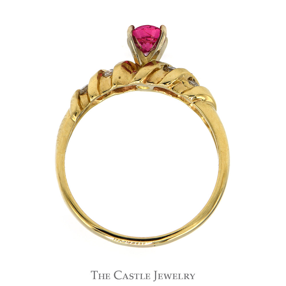 Oval Pink Topaz And Diamond Ring With .25 CTTW Channel-Set Diamonds In ...