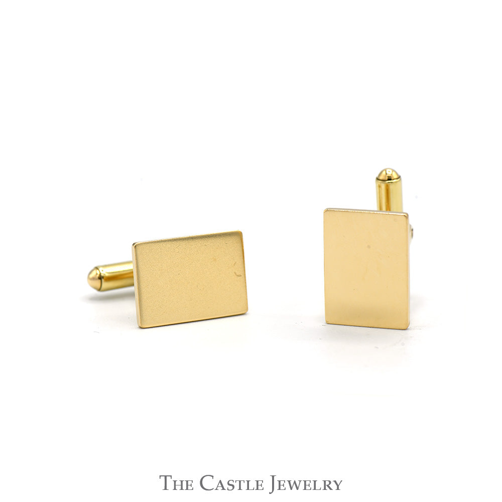Rectangular Polished 14k Yellow Gold Cuff Links – The Castle Jewelry