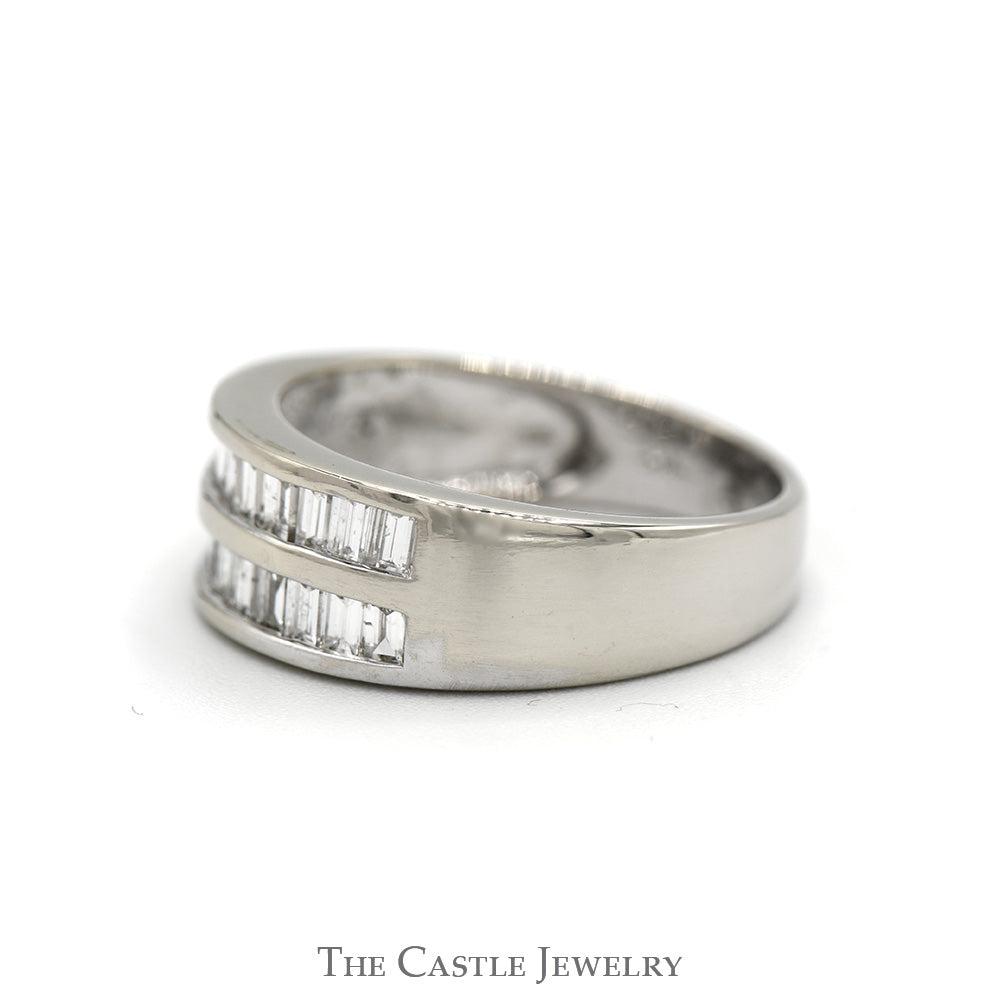 1/2cttw Double Row Channel Set Baguette Cut Diamond Band in 14k White ...