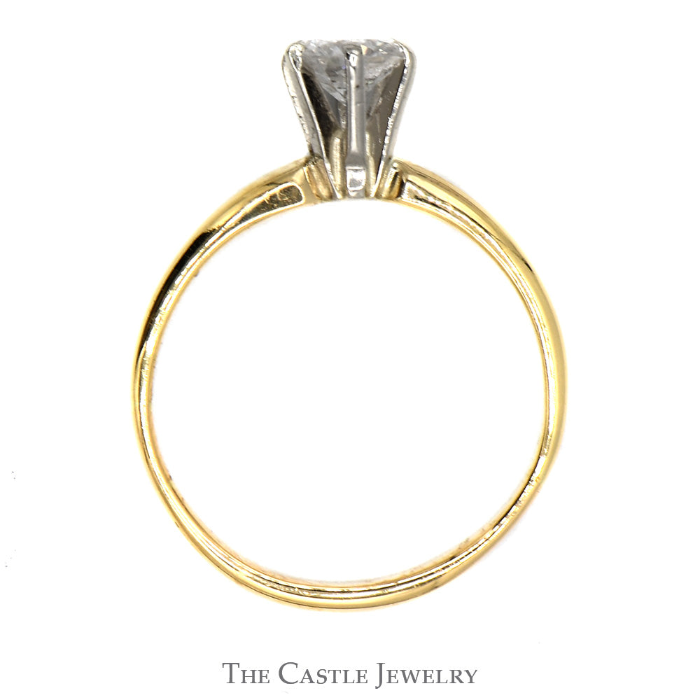 1/2ct Round Diamond Solitaire Engagement Ring in 14k Yellow Gold 6 Pro ...