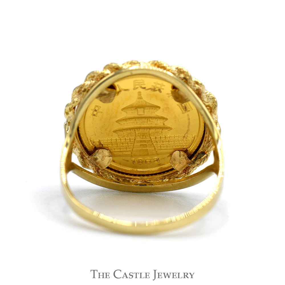 1988 Panda Coin Ring in 14k Yellow Gold Rope Bezel Mounting – The ...