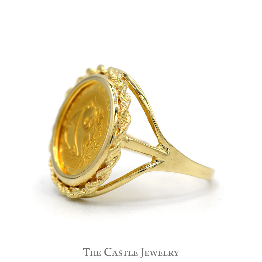 1988 Panda Coin Ring in 14k Yellow Gold Rope Bezel Mounting – The ...