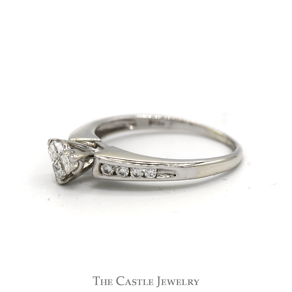 1/2cttw Heart Shaped Diamond Cluster Engagement Ring with Channel Set ...