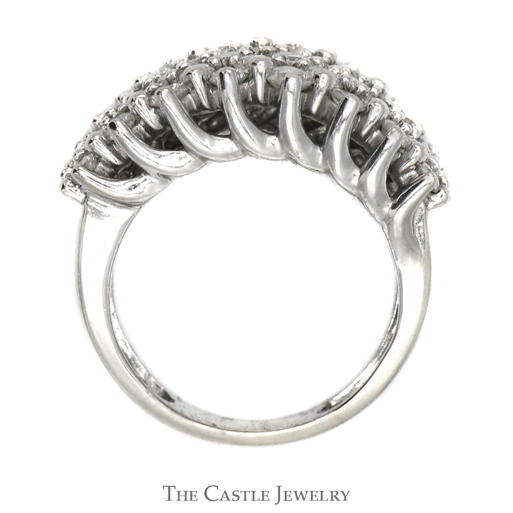 1.5cttw Multi Row Wide Diamond Cluster Band in 10k White Gold – The ...