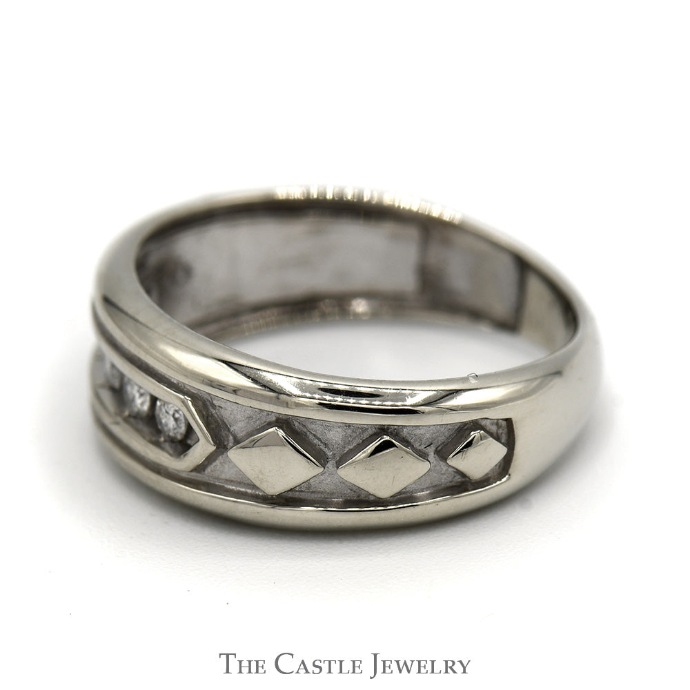 .15cttw 5 Nick Set Diamond Wedding Band with Geometric Sides in 10k Wh ...