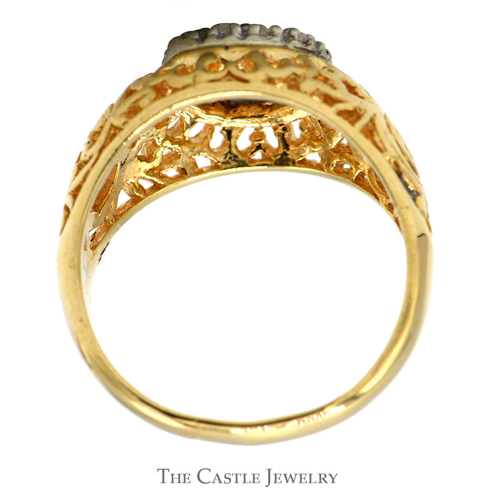 1/4cttw Diamond Kentucky Cluster Ring in 10k Yellow Gold with Open Fil ...
