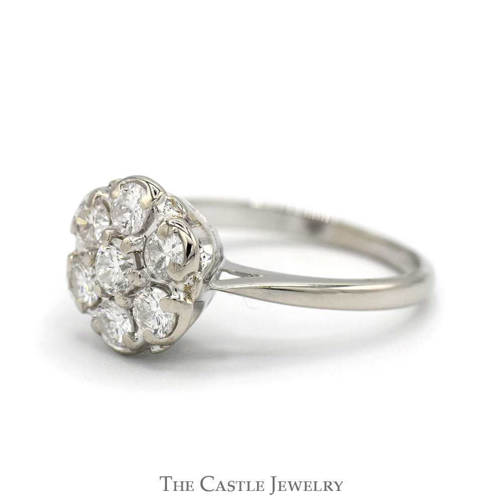 1cttw 7 Round Diamond Cluster Ring in 14k White Gold – The Castle Jewelry