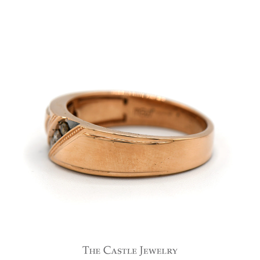 Men's Diagonally Set 3 Cocoa Diamond Band in 10k Rose Gold – The Castle ...