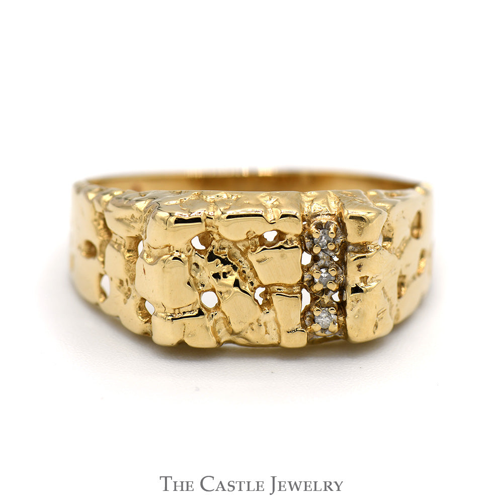 Diamond Accented Nugget Designed Ring in 10k Yellow Gold – The Castle ...