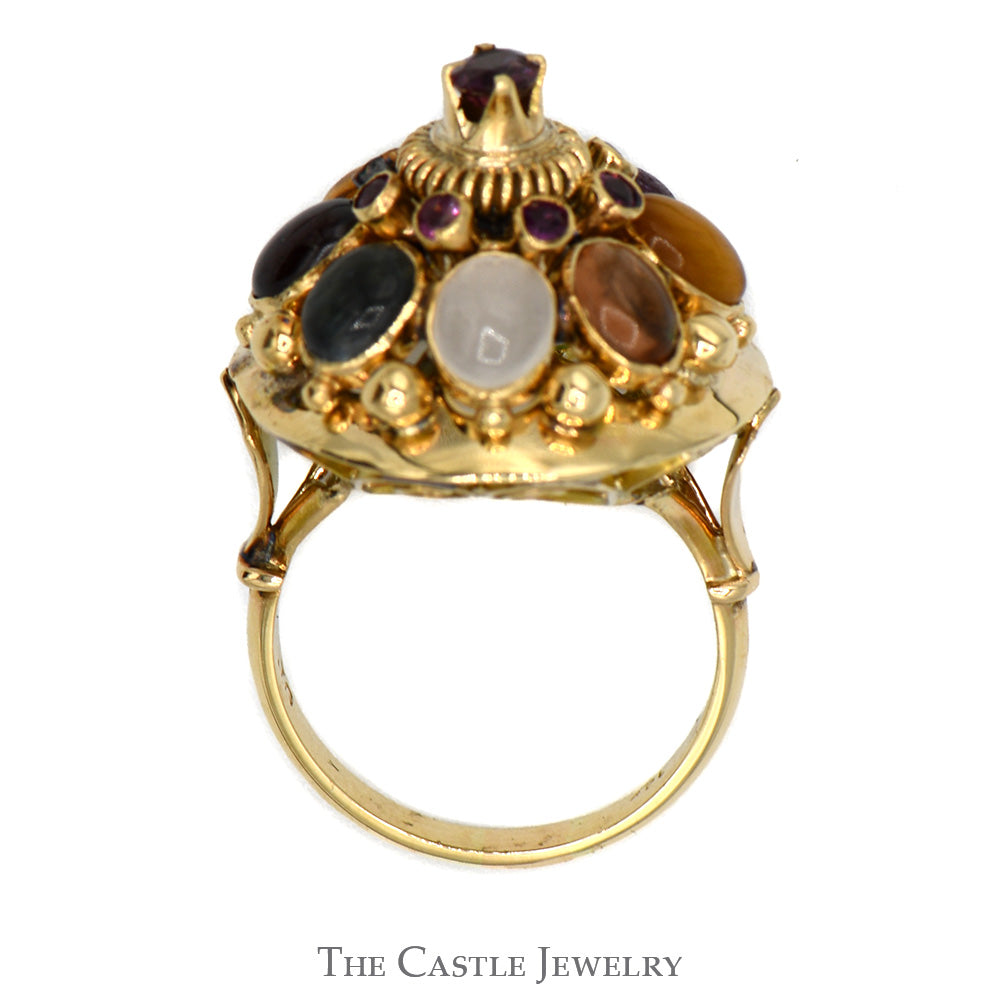Multi Gemstone Umbrella Cocktail Cluster Ring in 14k Yellow Gold – The ...