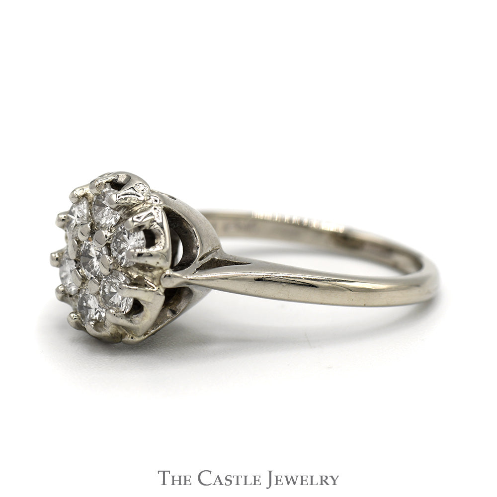 1/2cttw Round 7 Diamond Cluster Ring in 14k White Gold – The Castle Jewelry