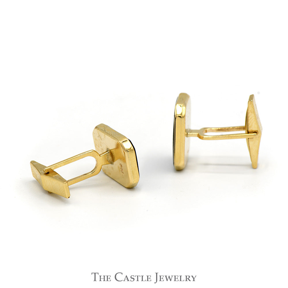 Rectangular Black Onyx Cuff Links in 14k Yellow Gold – The Castle Jewelry