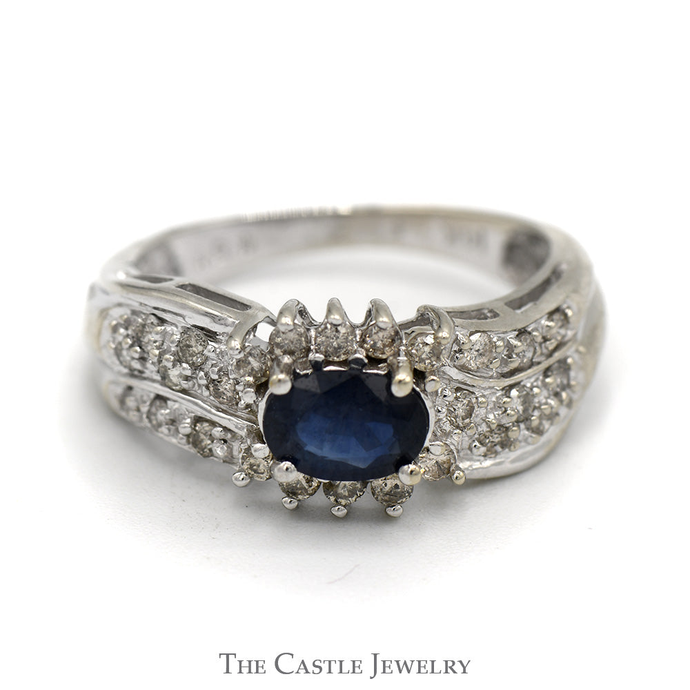 Oval Sapphire Ring in .33cttw RBC Diamond Accented Mounting – The ...