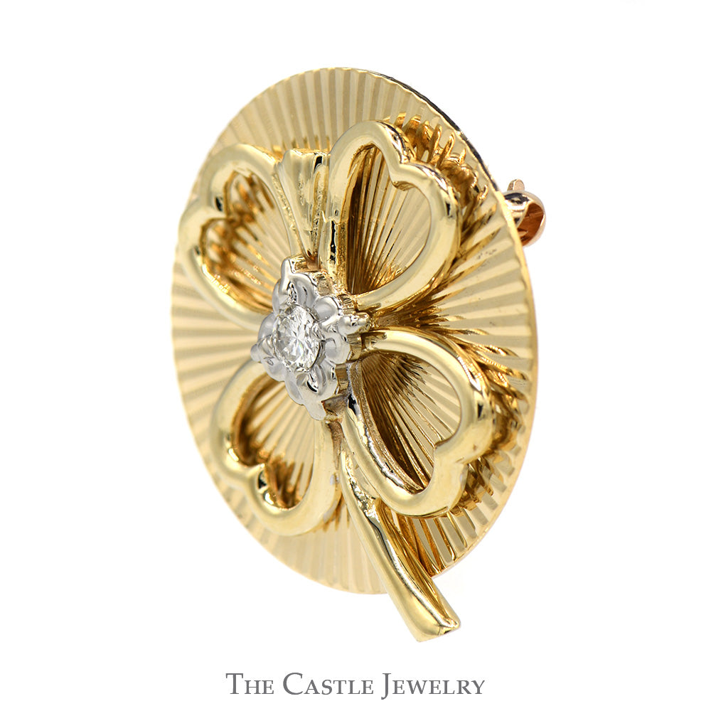 Four Leaf Clover Pin with Diamond Accent in 14k Yellow Gold – The ...