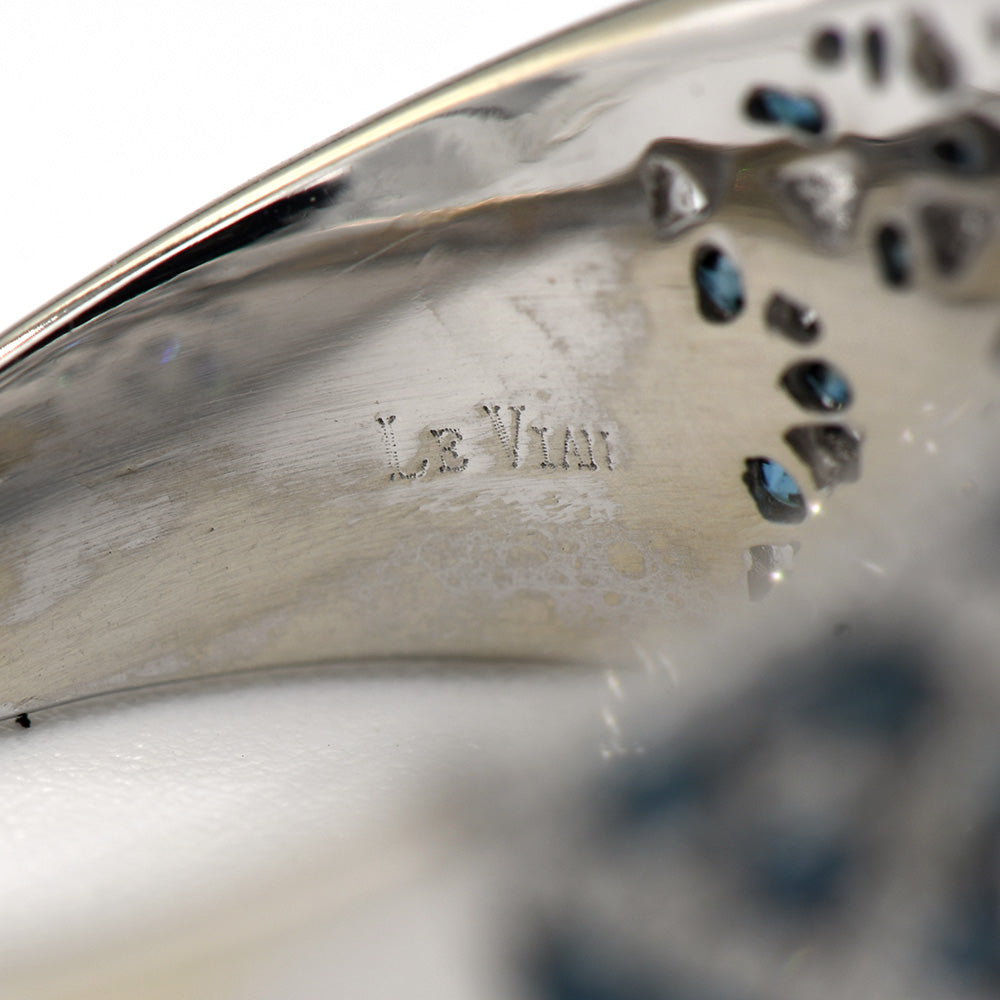 Le Vian Designer Concaved Blue Diamond Cluster Ring with White Diamond ...