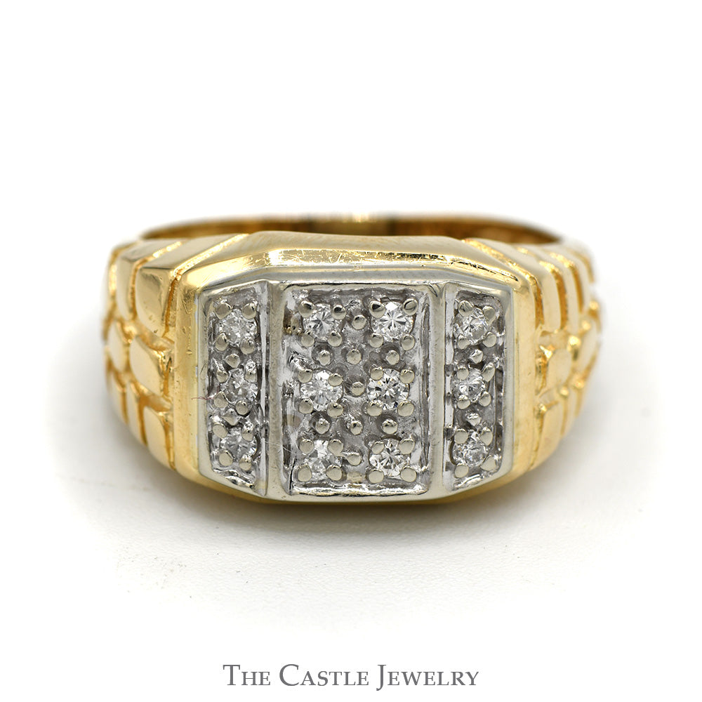 Gents 1/4cttw Diamond Cluster with Nugget Design Sides in 14K YG – The ...