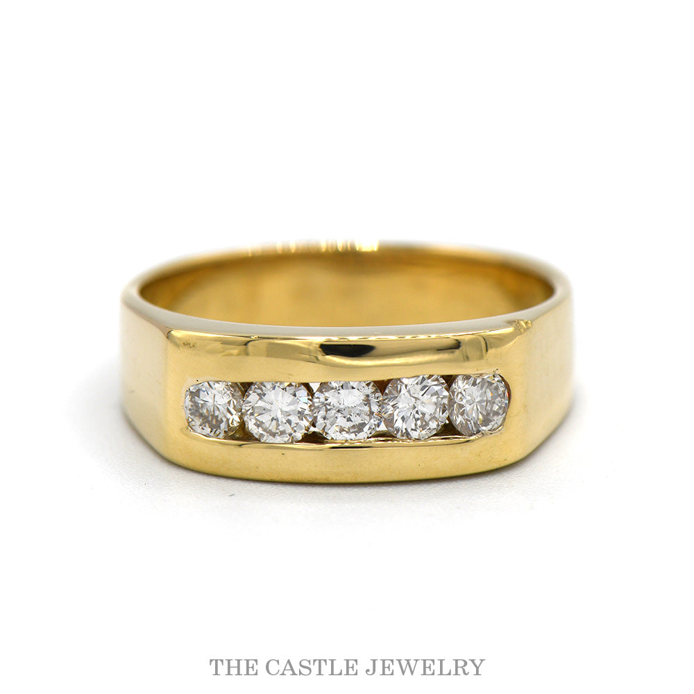 Men's Channel Set 5 Round Diamond Band in 14k Yellow Gold – The Castle ...