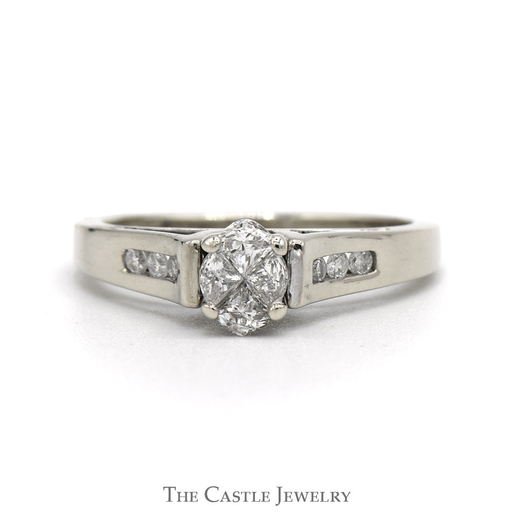 Oval Cut Diamond Engagement Ring With Channel-Set Round Brilliant Cut ...