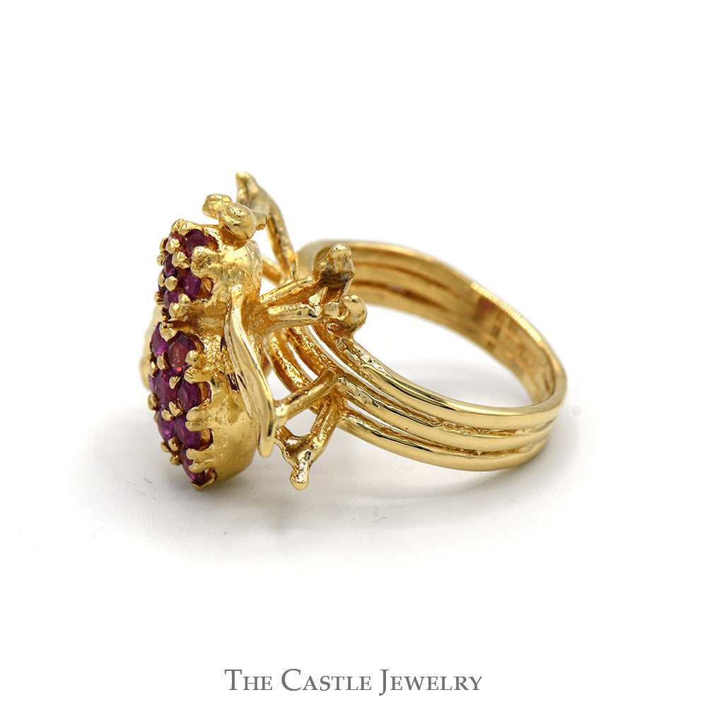 Bee Designed Ruby Cluster Ring in 14k Yellow Gold – The Castle Jewelry