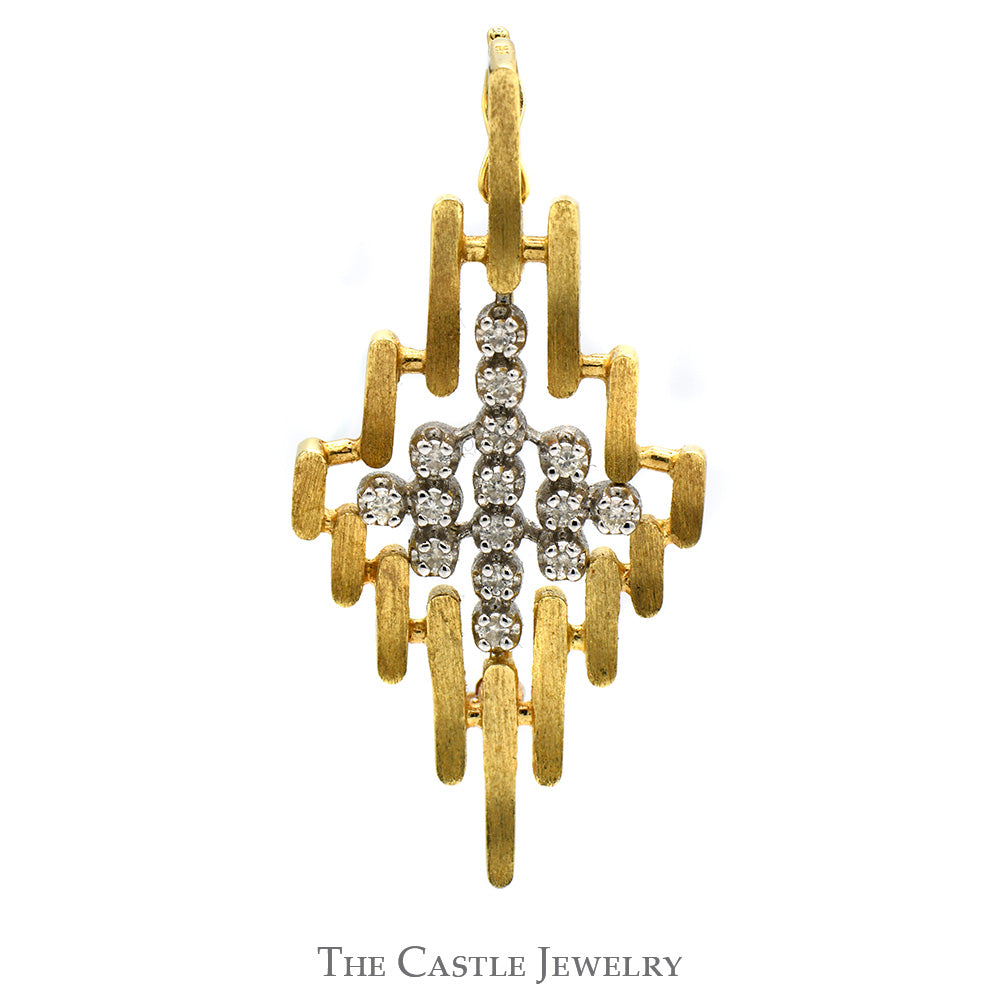 1/4cttw Diamond Cluster Geometric Broach Pendant in 14k Yellow Gold ...