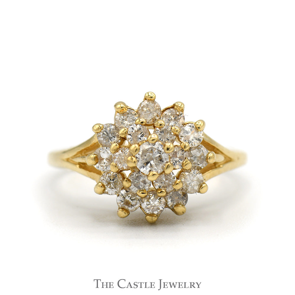 1/2cttw Diamond Snowflake Cluster Ring in 14k Yellow Gold – The Castle ...