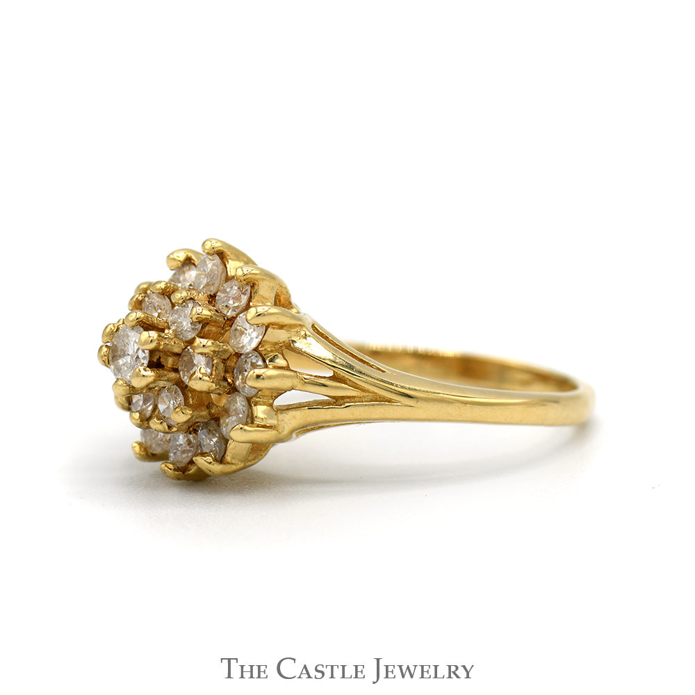 1/2cttw Diamond Snowflake Cluster Ring in 14k Yellow Gold – The Castle ...