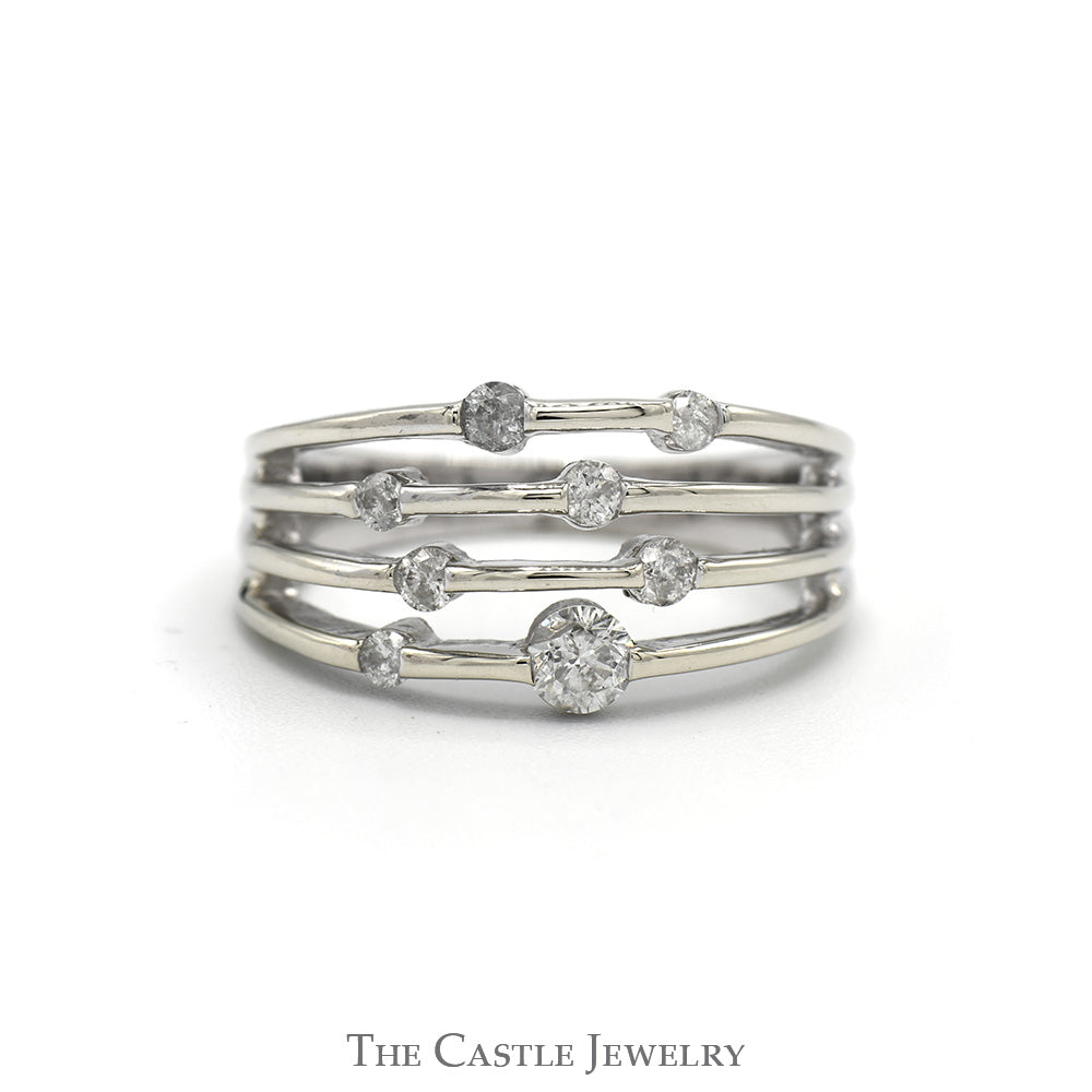 Open Multi-Row Diamond Cluster Band in 14k White Gold – The Castle Jewelry