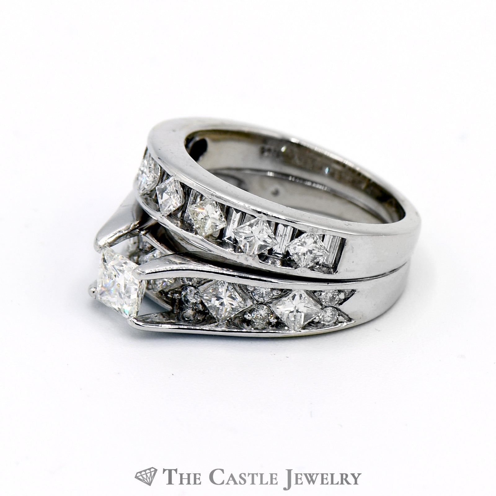 2.25cttw Princess Cut Diamond Bridal Set in 14k White Gold – The Castle ...