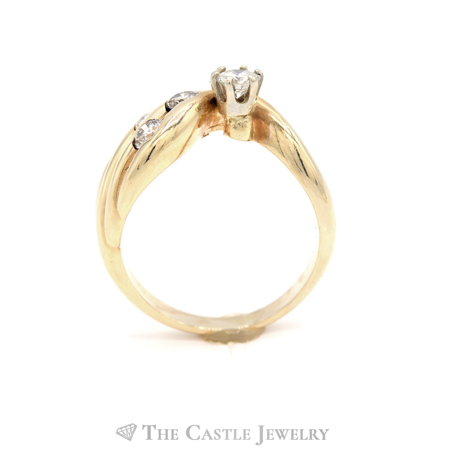 .50CTTW Wave Design Ribbed Ring in 14KT Yellow Gold – The Castle Jewelry