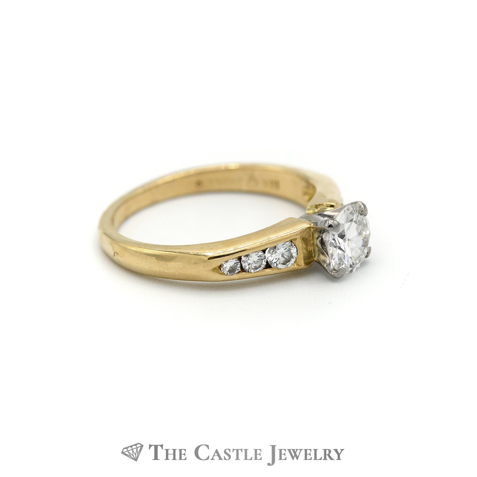 Round Diamond Engagement Ring with Channel Set Accents – The Castle Jewelry