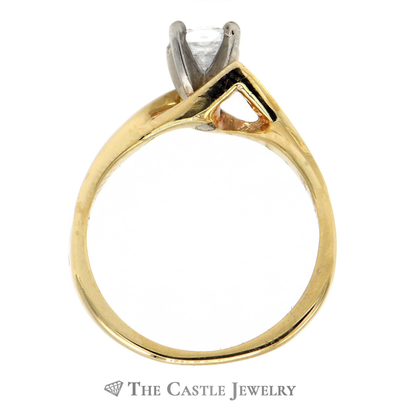 Princess Cut Diamond Solitaire Engagement Ring with Cross Over Design ...