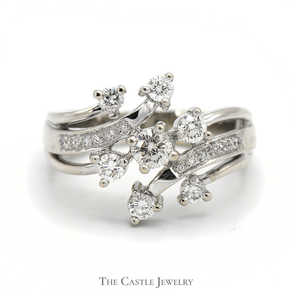 1cttw Free Form Diamond Cluster Ring in 14k White Gold – The Castle Jewelry