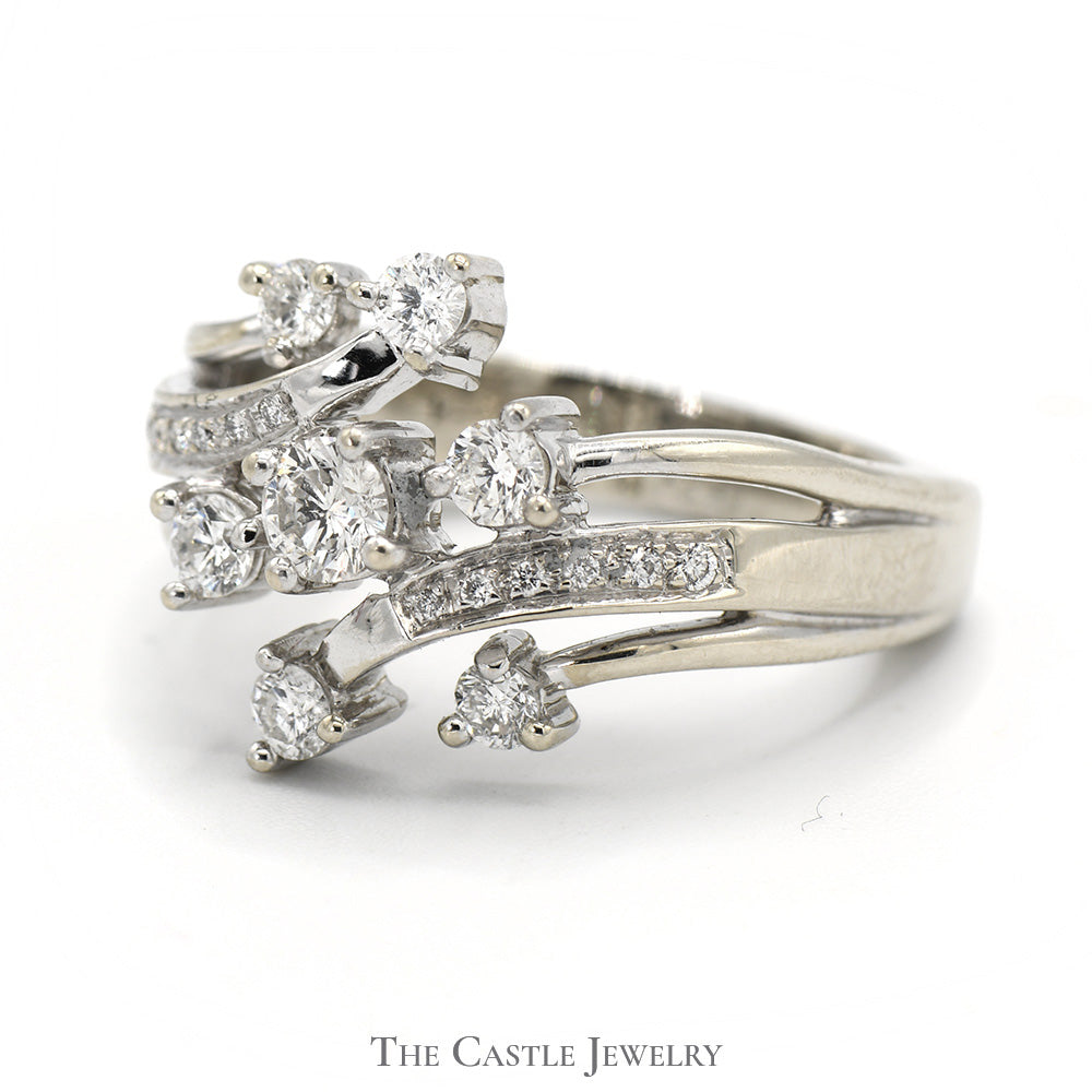 1cttw Free Form Diamond Cluster Ring in 14k White Gold – The Castle Jewelry