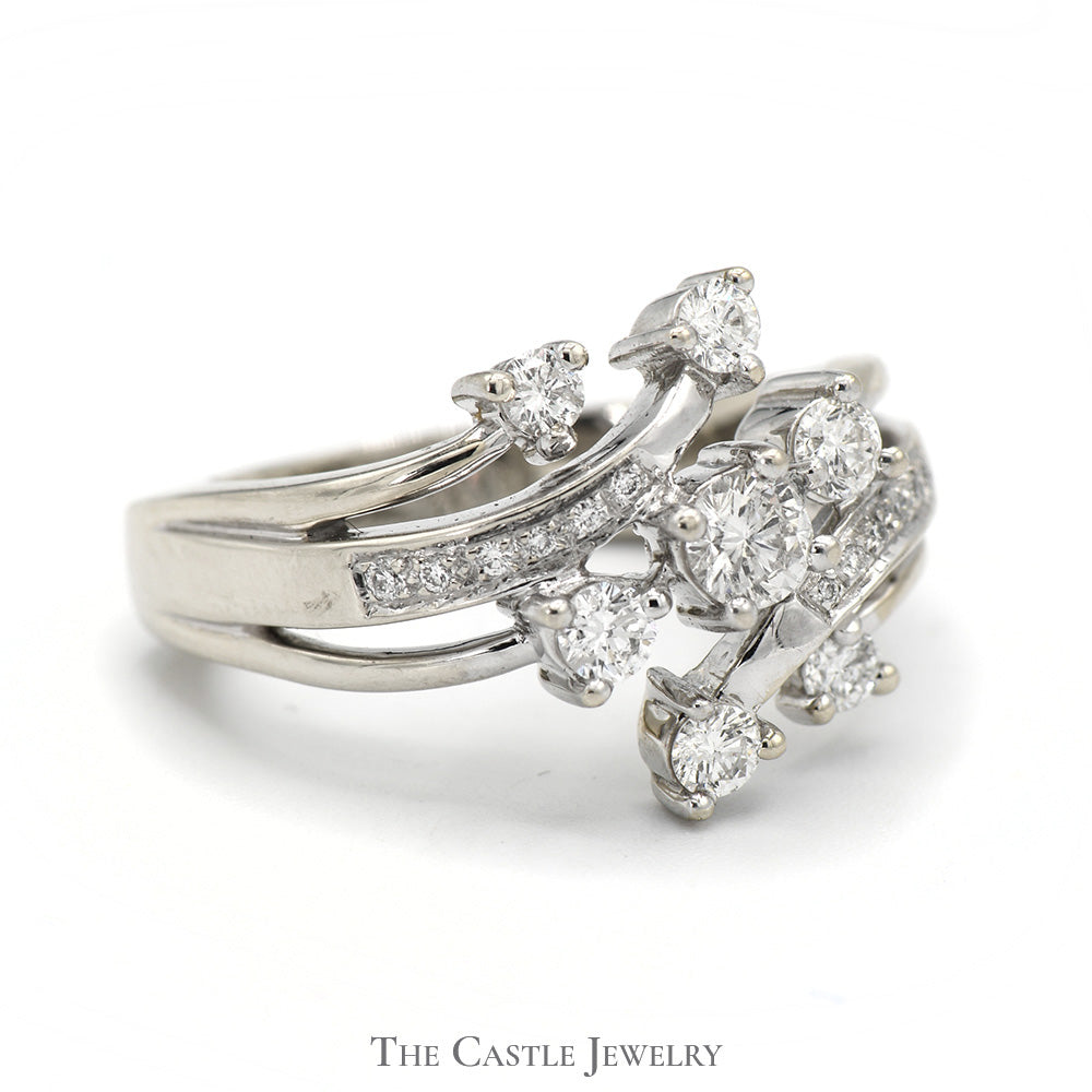 1cttw Free Form Diamond Cluster Ring in 14k White Gold – The Castle Jewelry