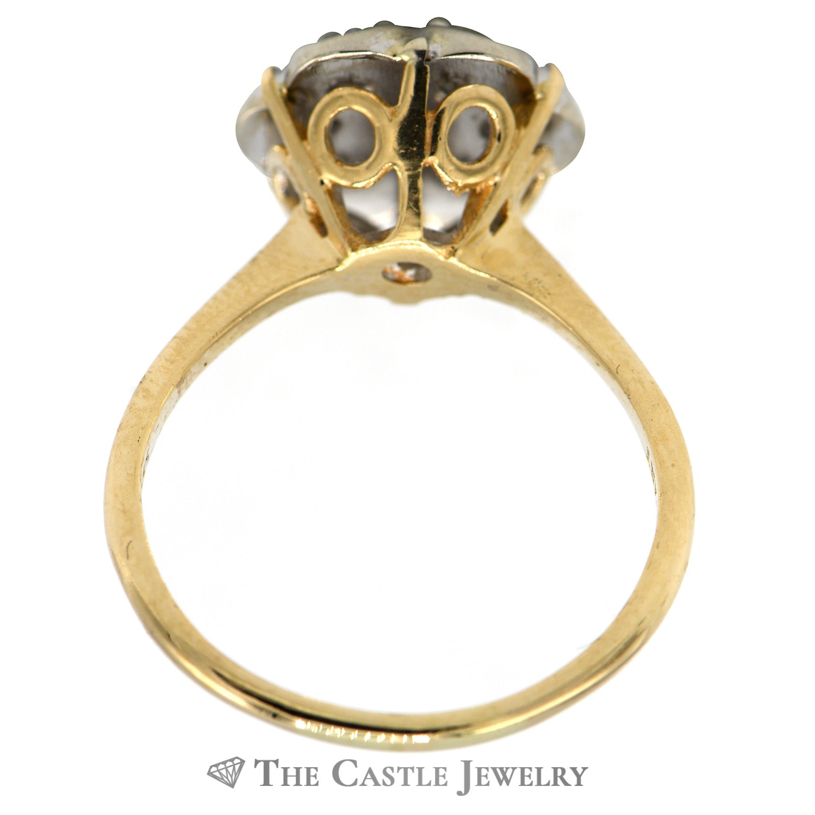 3/4cttw 7 Diamond Cluster Ring with Scalloped Setting in 14k Yellow Go ...