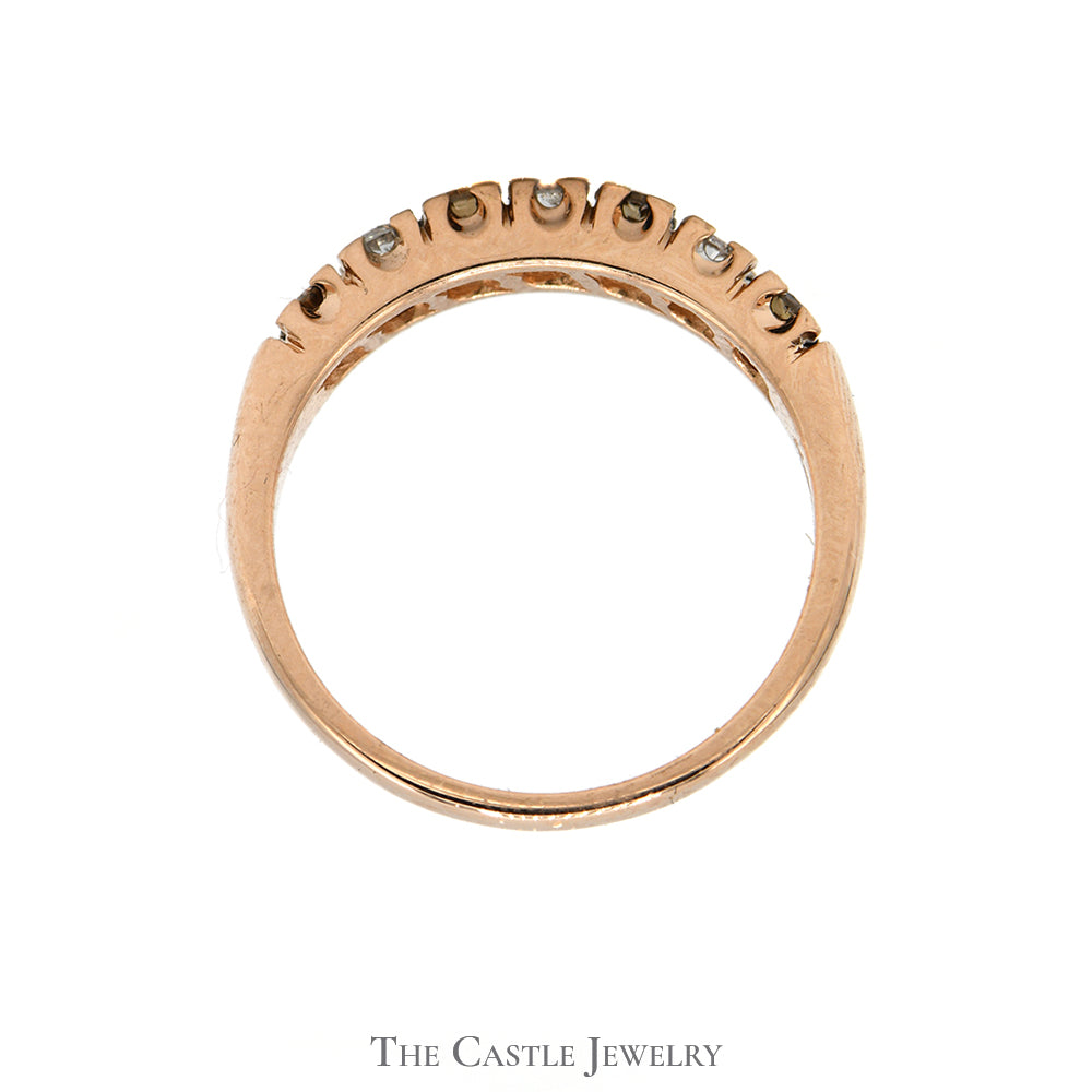 1/2cttw Round White and Cocoa Diamond Band in 14k Rose Gold – The ...