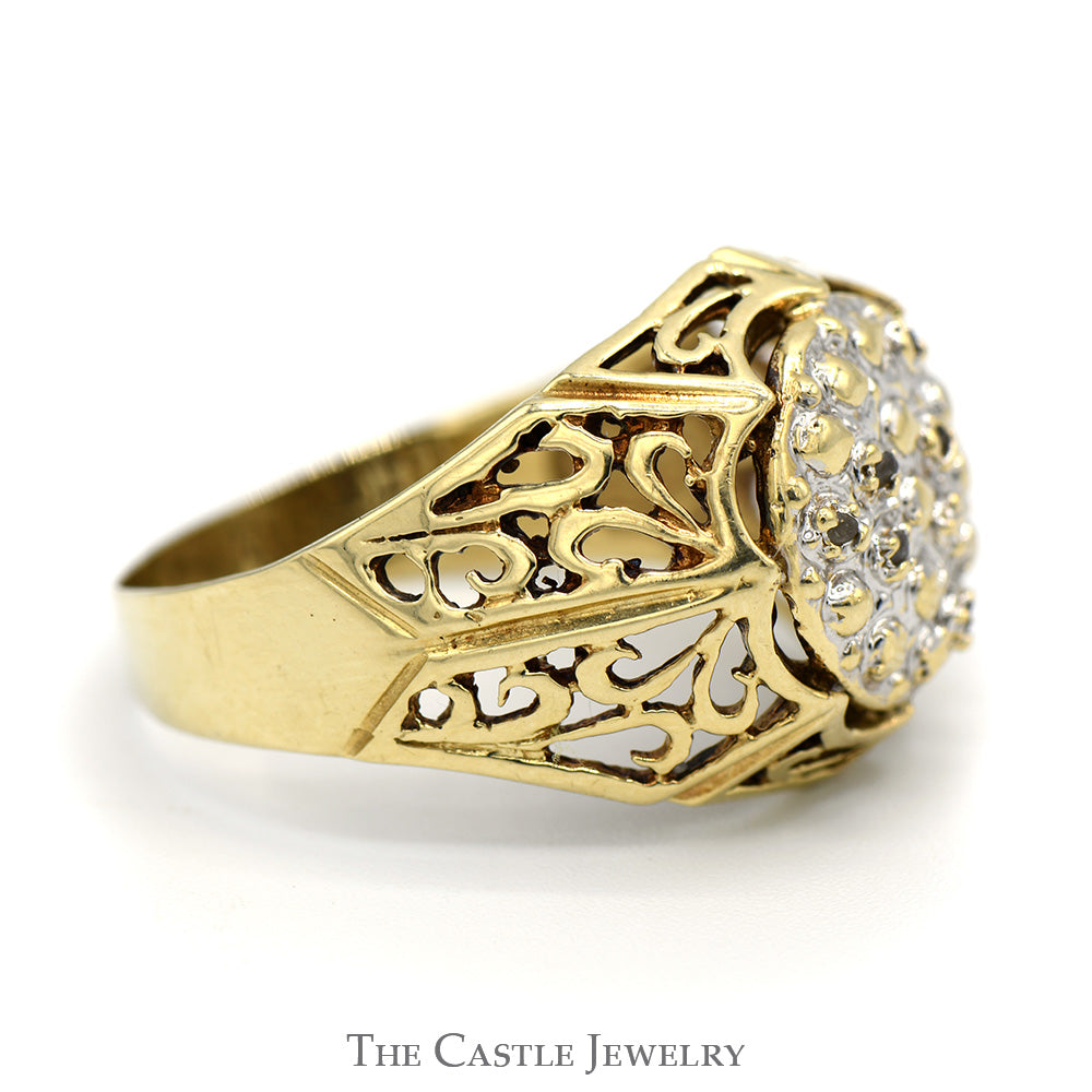 Men's Kentucky Diamond Cluster Ring in 10k Yellow Gold – The Castle Jewelry
