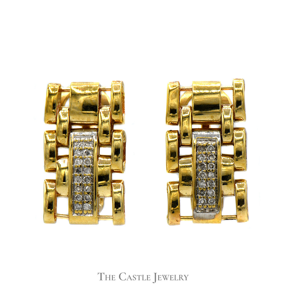 Jubilee Band Style Earrings with Diamond Accents in 14k Yellow Gold ...