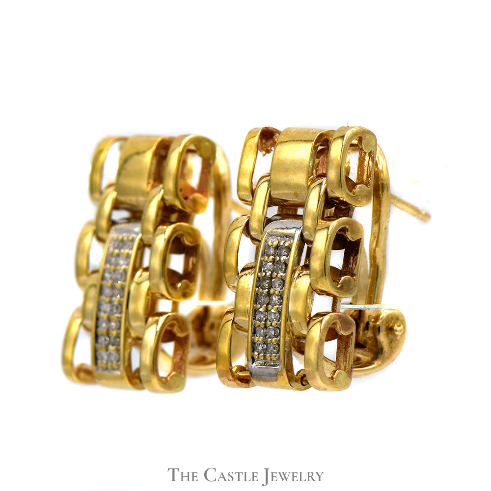 Jubilee Band Style Earrings with Diamond Accents in 14k Yellow Gold ...