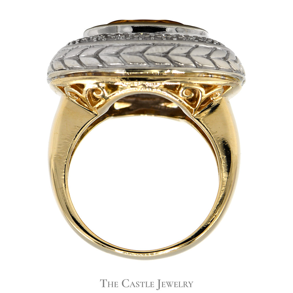 Oval Citrine Ring with Illusion Set Diamond Halo in 14k Yellow Gold Se ...