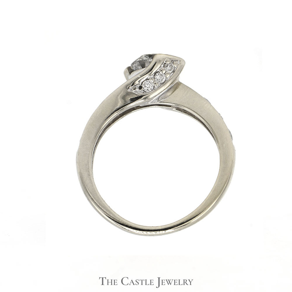 Tension Set Diamond Solitaire Bridal Set with Channel Set Diamond Acce ...