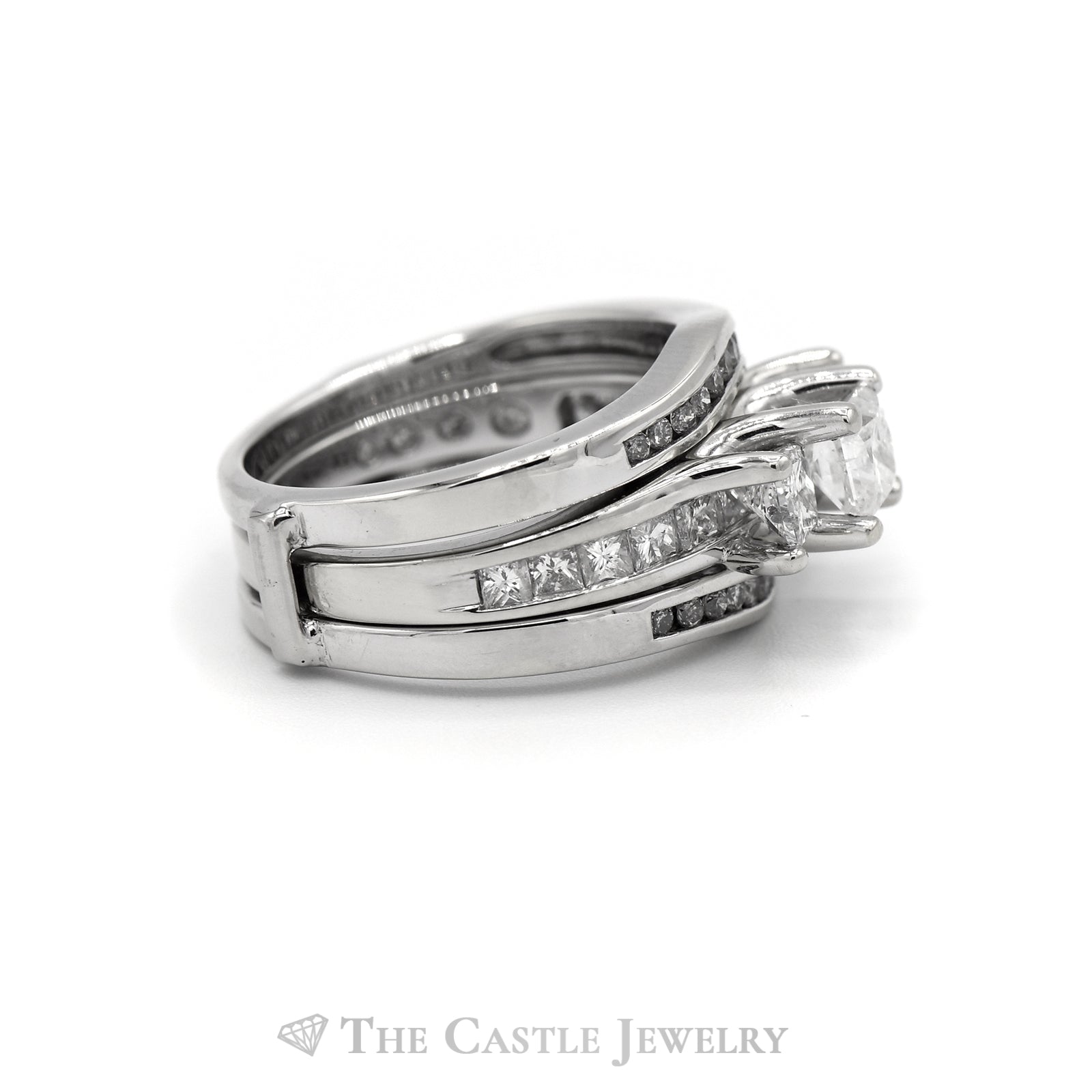 2cttw Three Stone Diamond Engagement Ring with Matching Diamond Insert ...